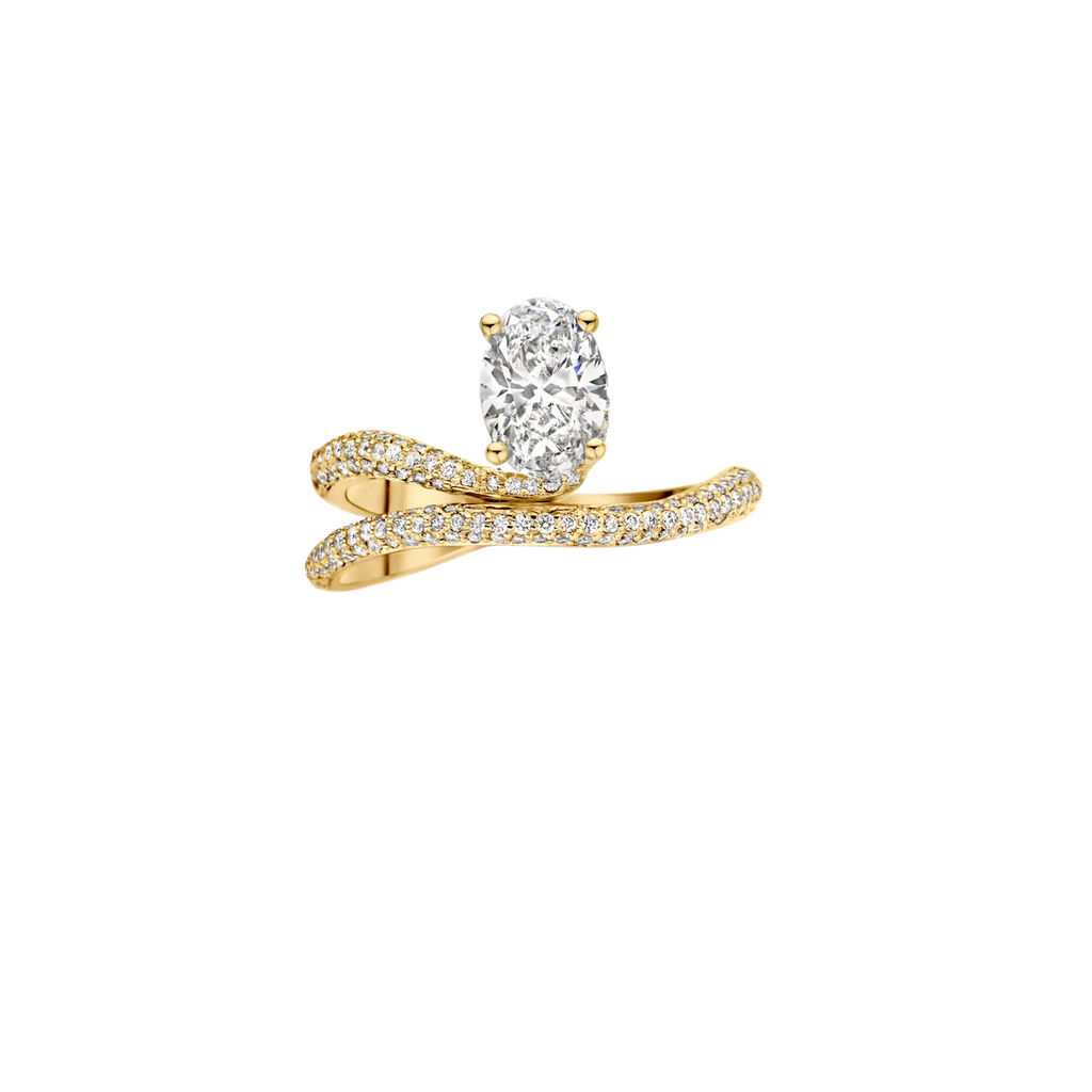 1ct Oval Diamond Trace Pave Band Unique Engagement Ring – Venust Diamonds